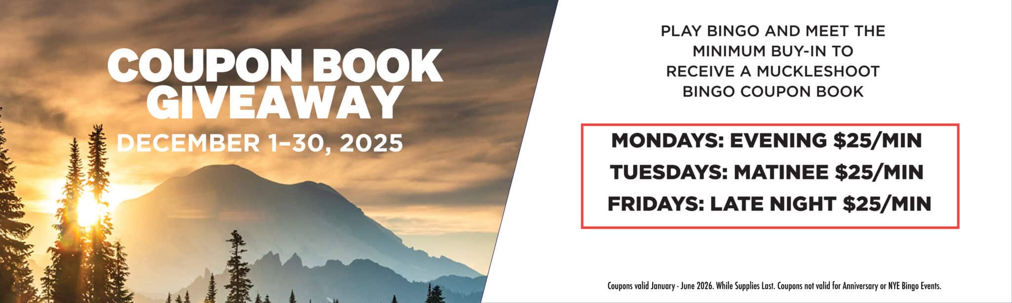 Coupon Book Giveaway Friday Late Night Session | Muckleshoot Bingo